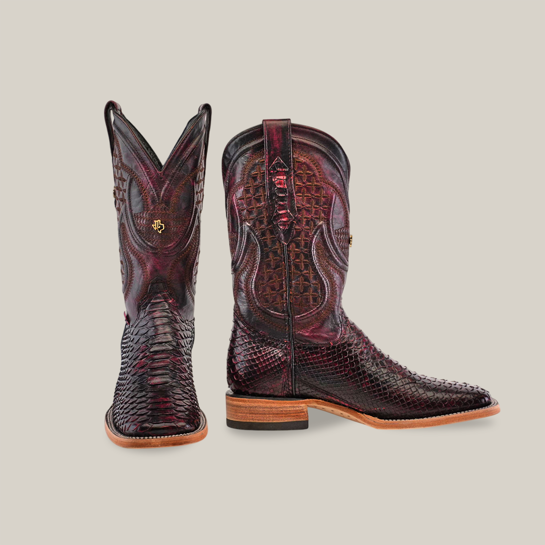 Exotic Python - Black Cherry - Square Toe | Texas Country | Apparel ...