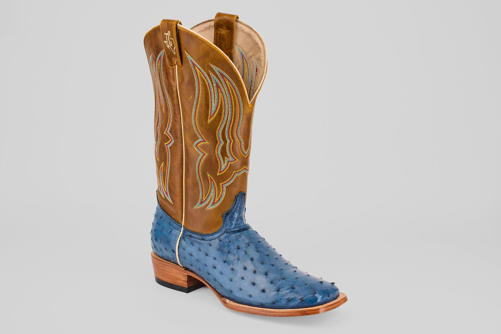 Ridge Ostrich Boots - Blue - Square Toe – Gomez Western Wear