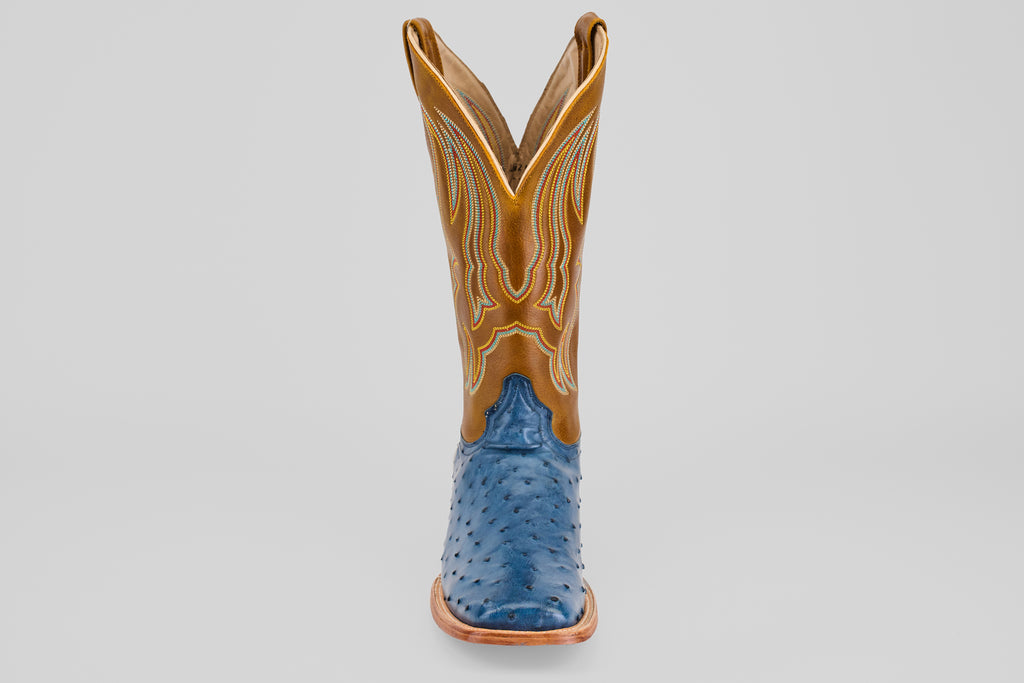 Ridge Ostrich Boots - Blue - Square Toe – Gomez Western Wear